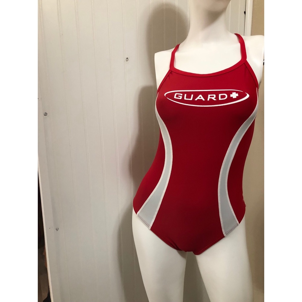 Red Lifeguard One Piece Bathing Suit Halloween Costum… - Gem